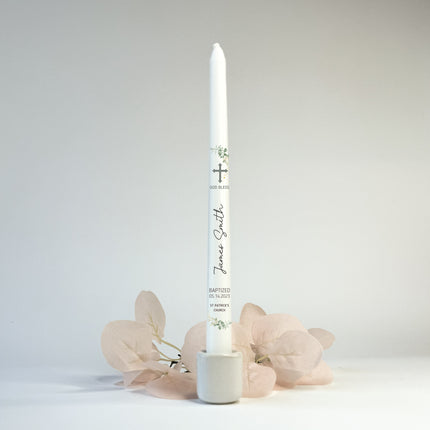Baptism Blossom Taper Candle – LightitStudio