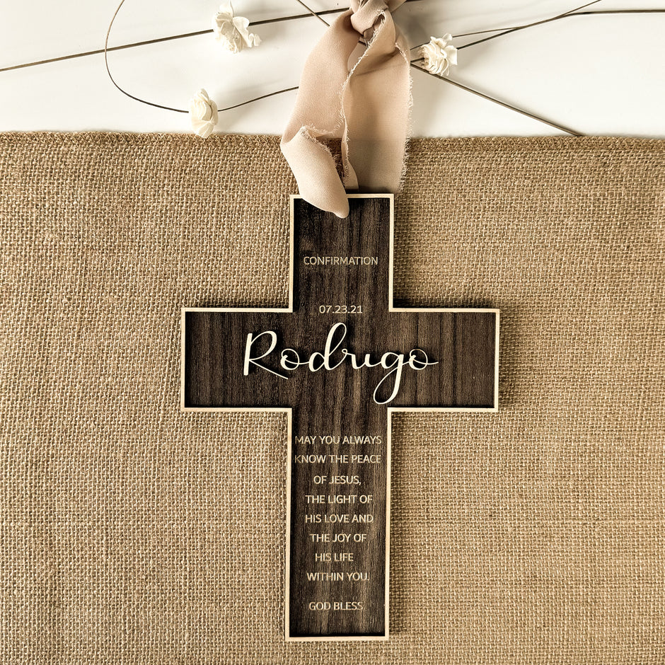 Engraved Walnut Wood Cross Gift Keepsake – LightitStudio