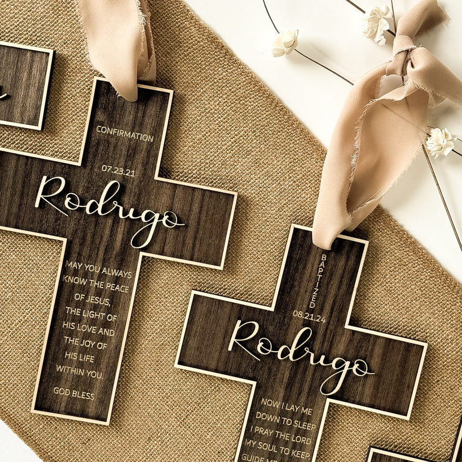 Engraved Walnut Wood Cross Gift Keepsake – LightitStudio