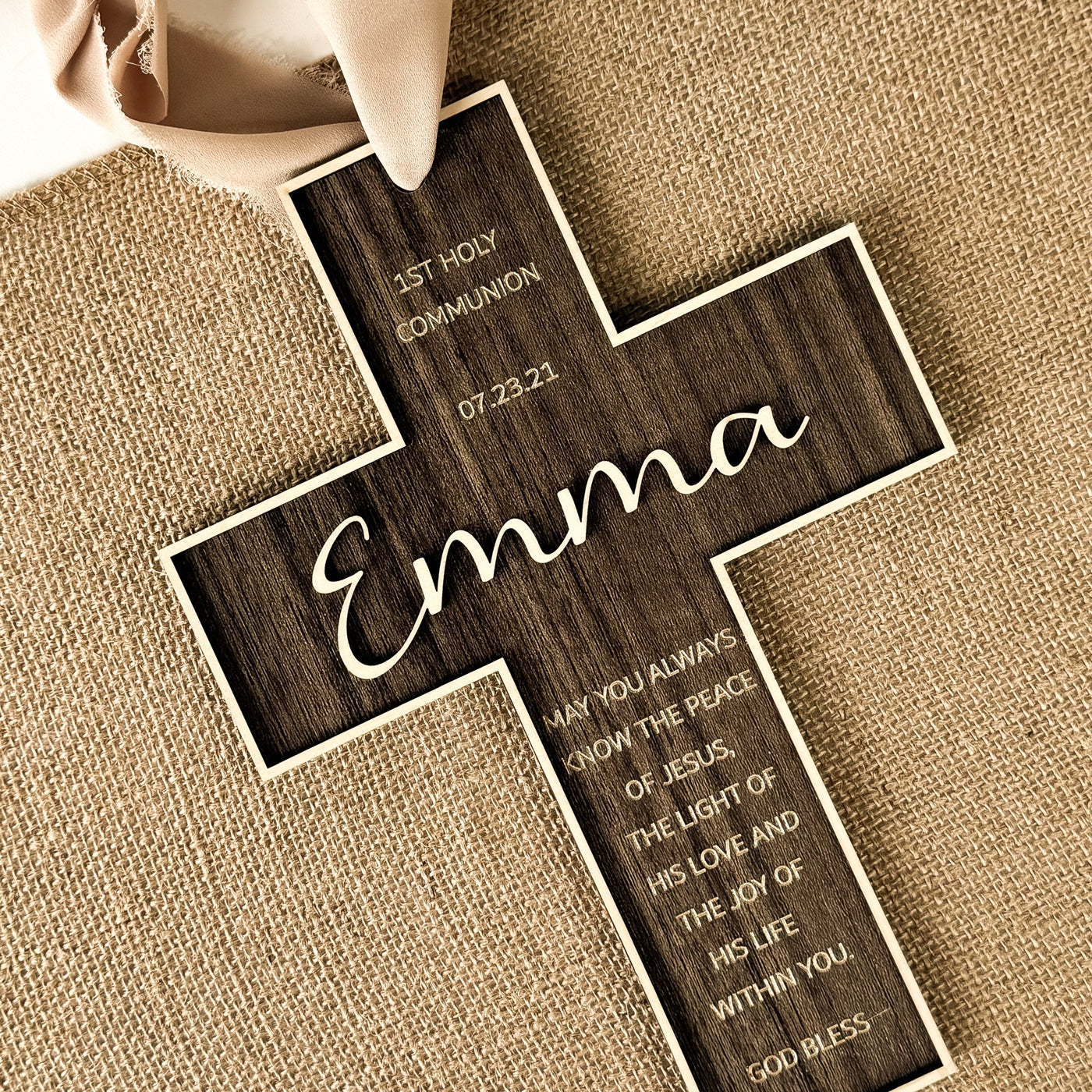 Engraved Walnut Wood Cross Gift Keepsake – LightitStudio